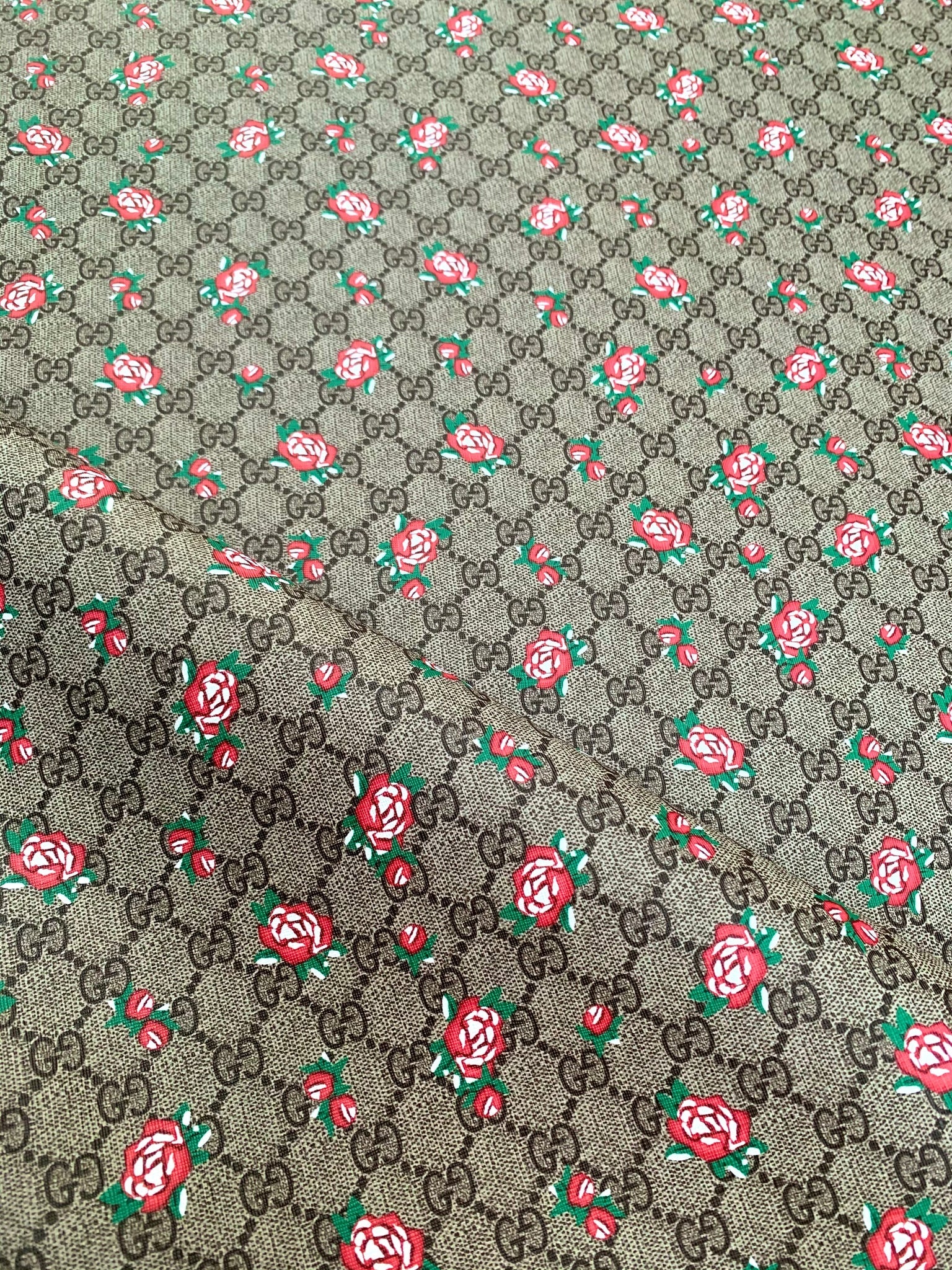 Custom Designer Leather Floral Gucci Print Fabric for Sneakers Crafts ...
