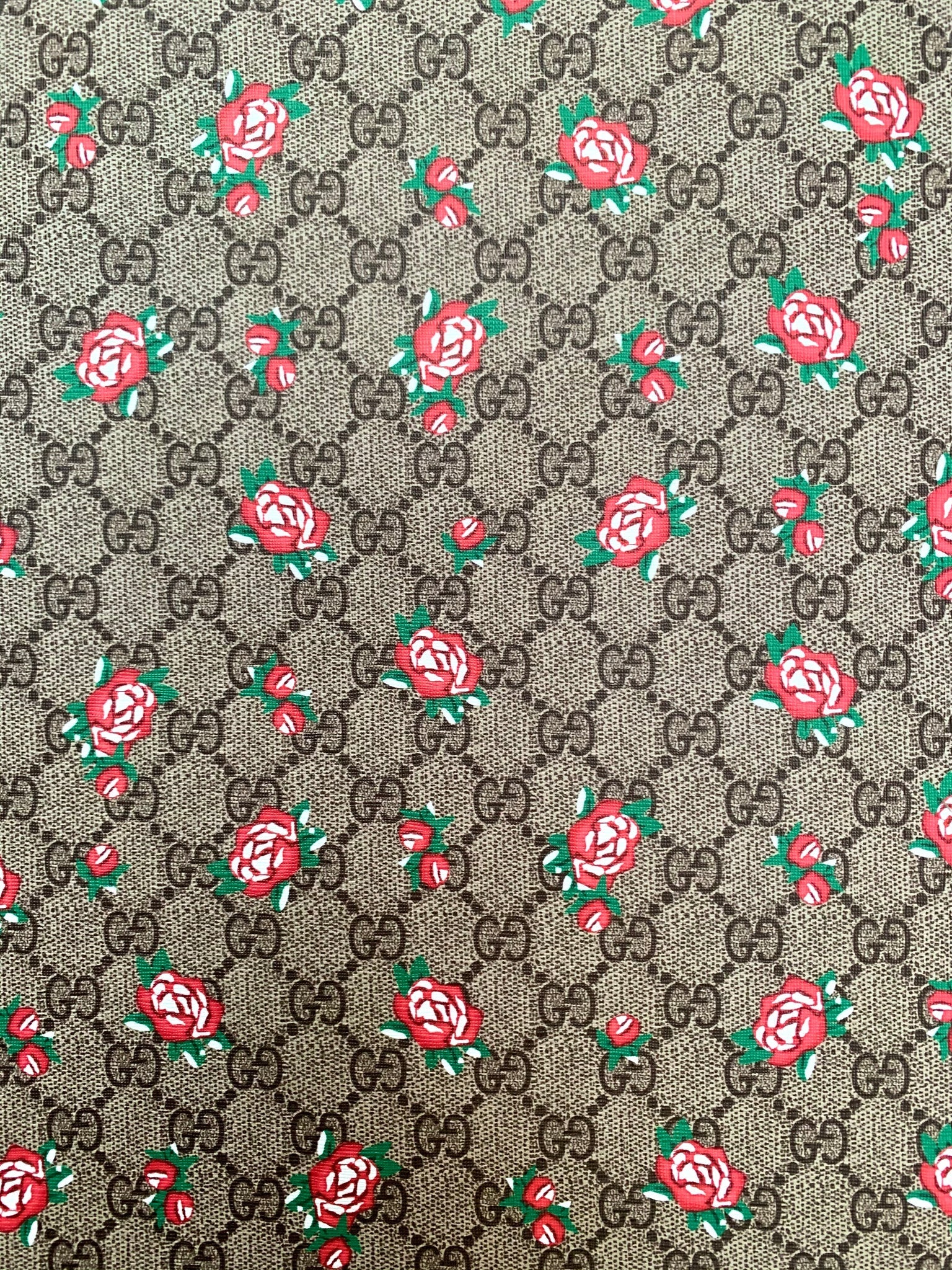 Custom Designer Leather Floral Gucci Print Fabric for Sneakers Crafts ...