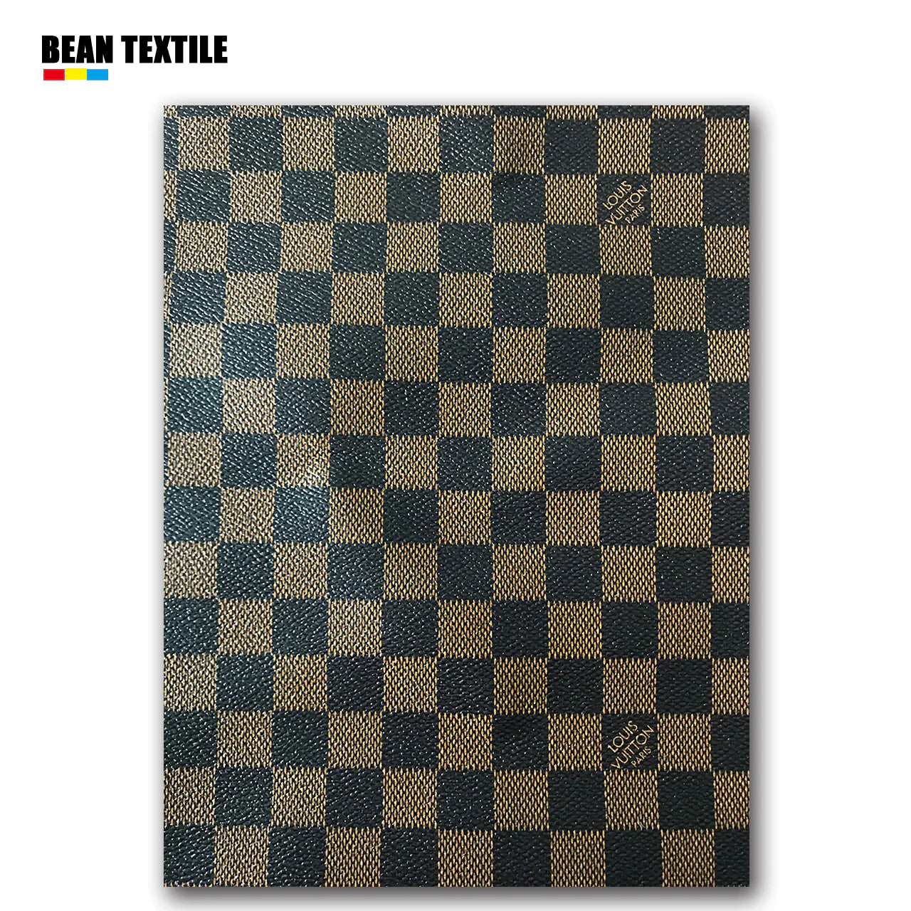 Brown LV vinyl Damier check pattern leather fabric by yard for wallet ...