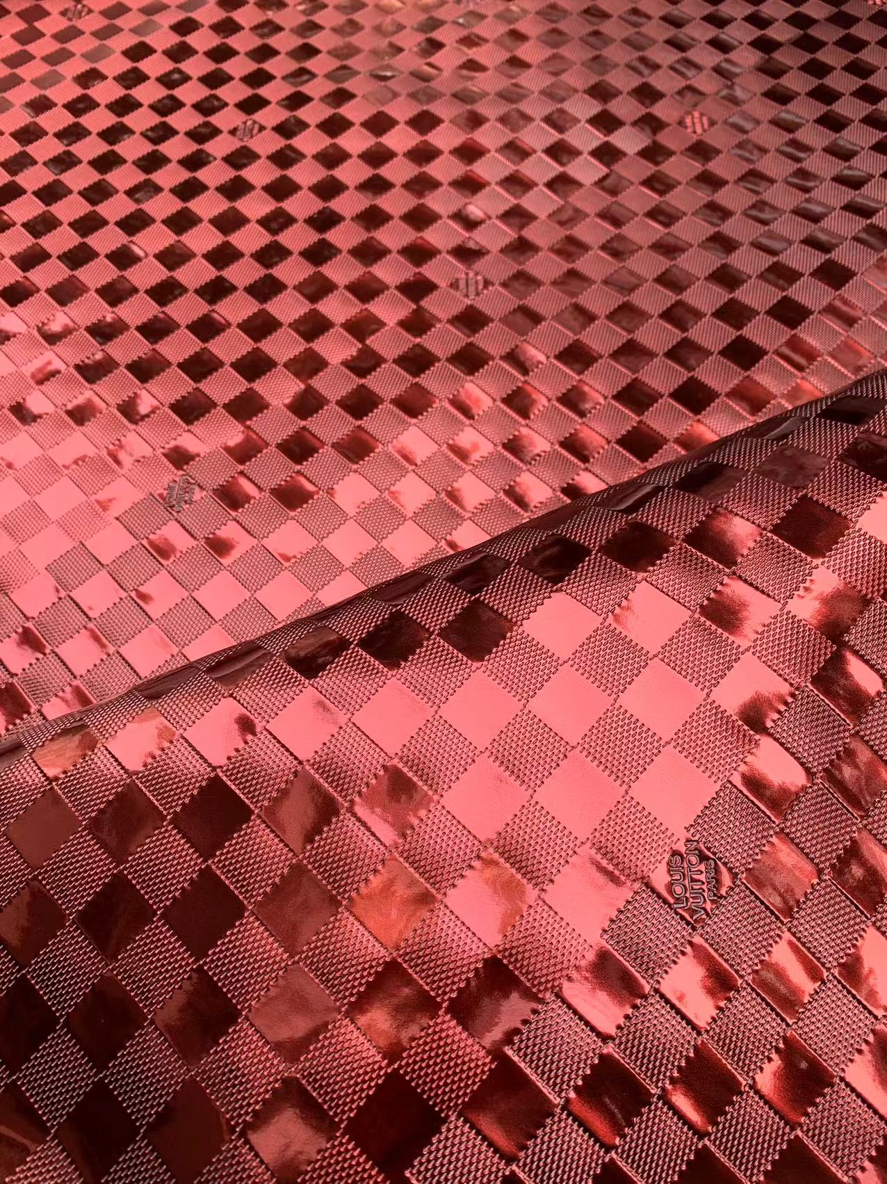 Burgundy Red Reflective Damier LV Designer Vinyl for DIY Crafts ...