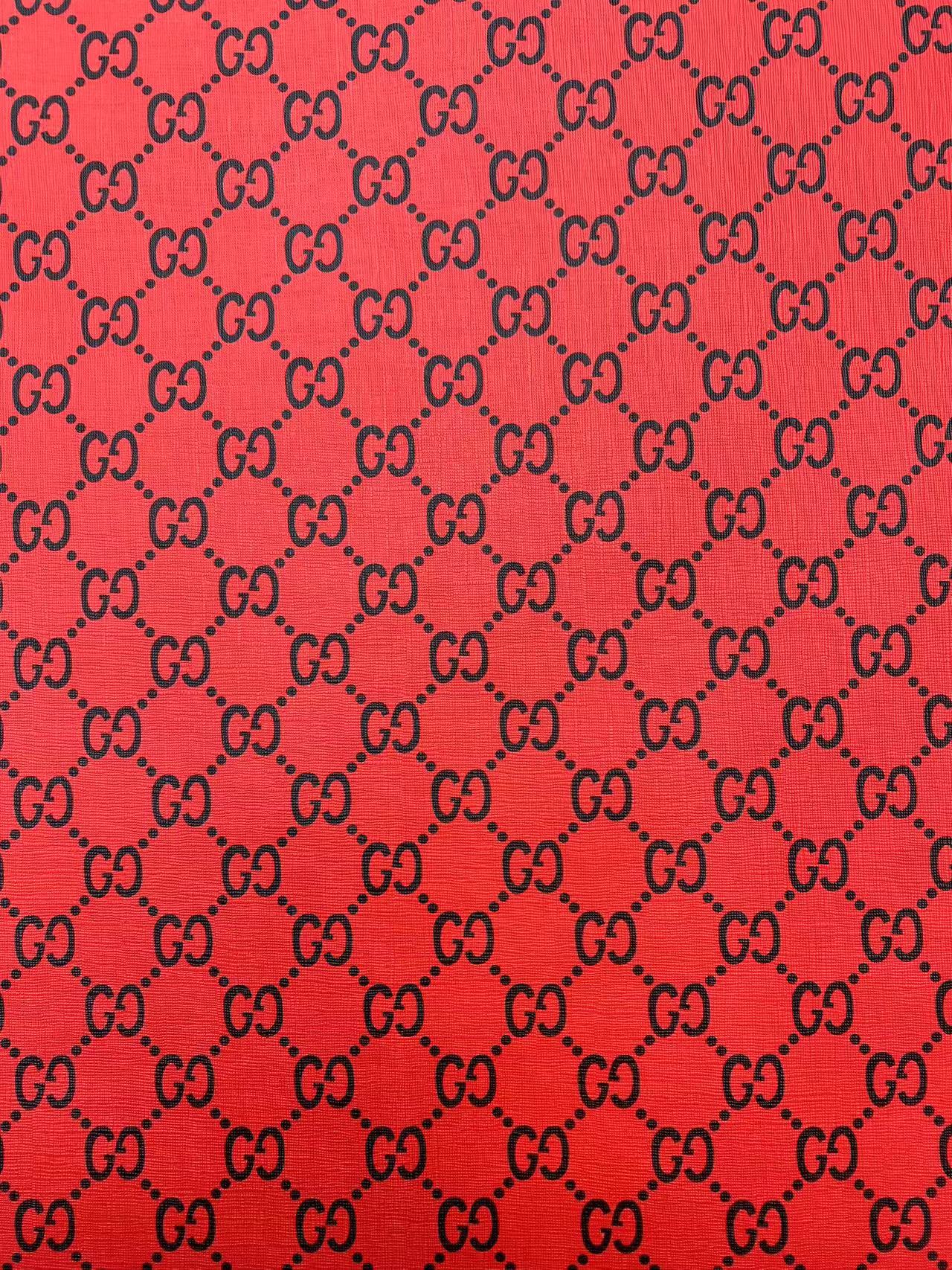 Red Black Gucci Vinyl Leather Fabric for DIY Sewing Crafts Handmade ...