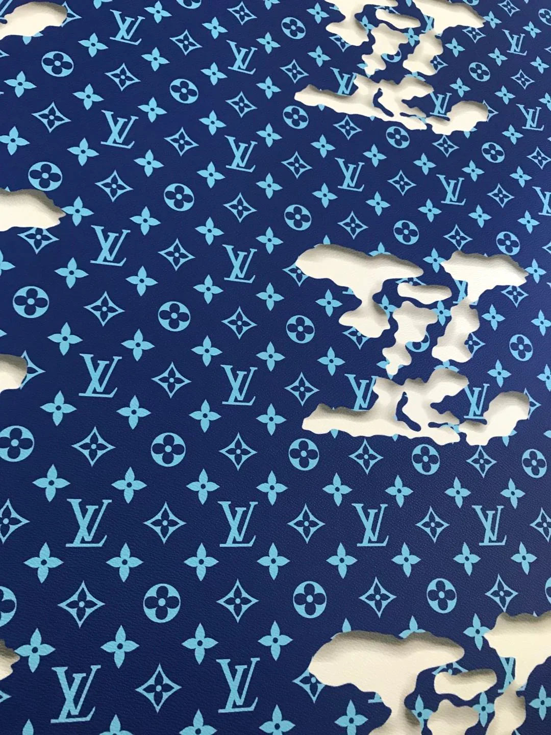 Blue LV Cloud Pattern Leather Fabric for Bag and Shoe Custom by Yard ...
