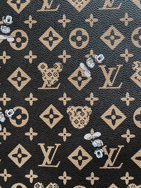 Mickey Mouse LV Cartoon Designer Leather Sheet – Mono Fabrics | Premium ...