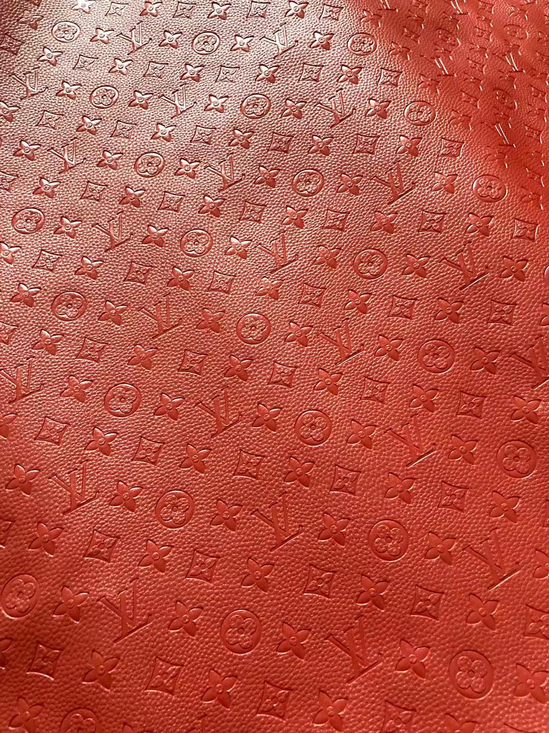 Red Embossed LV Soft Leather Material for Custom – Mono Fabrics ...