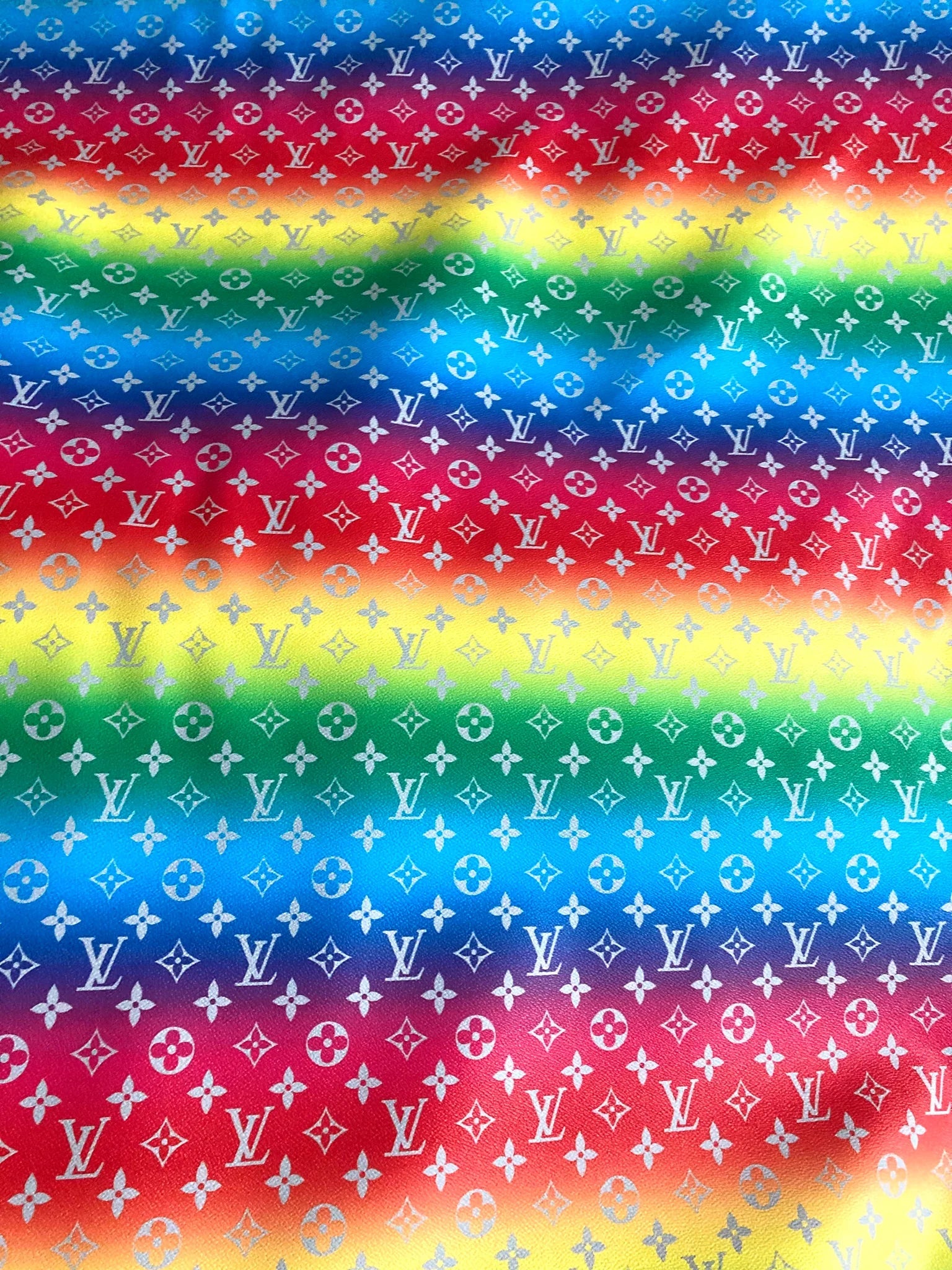 Bright Color Rainbow LV Leather Fabric for Custom – Mono Fabrics ...