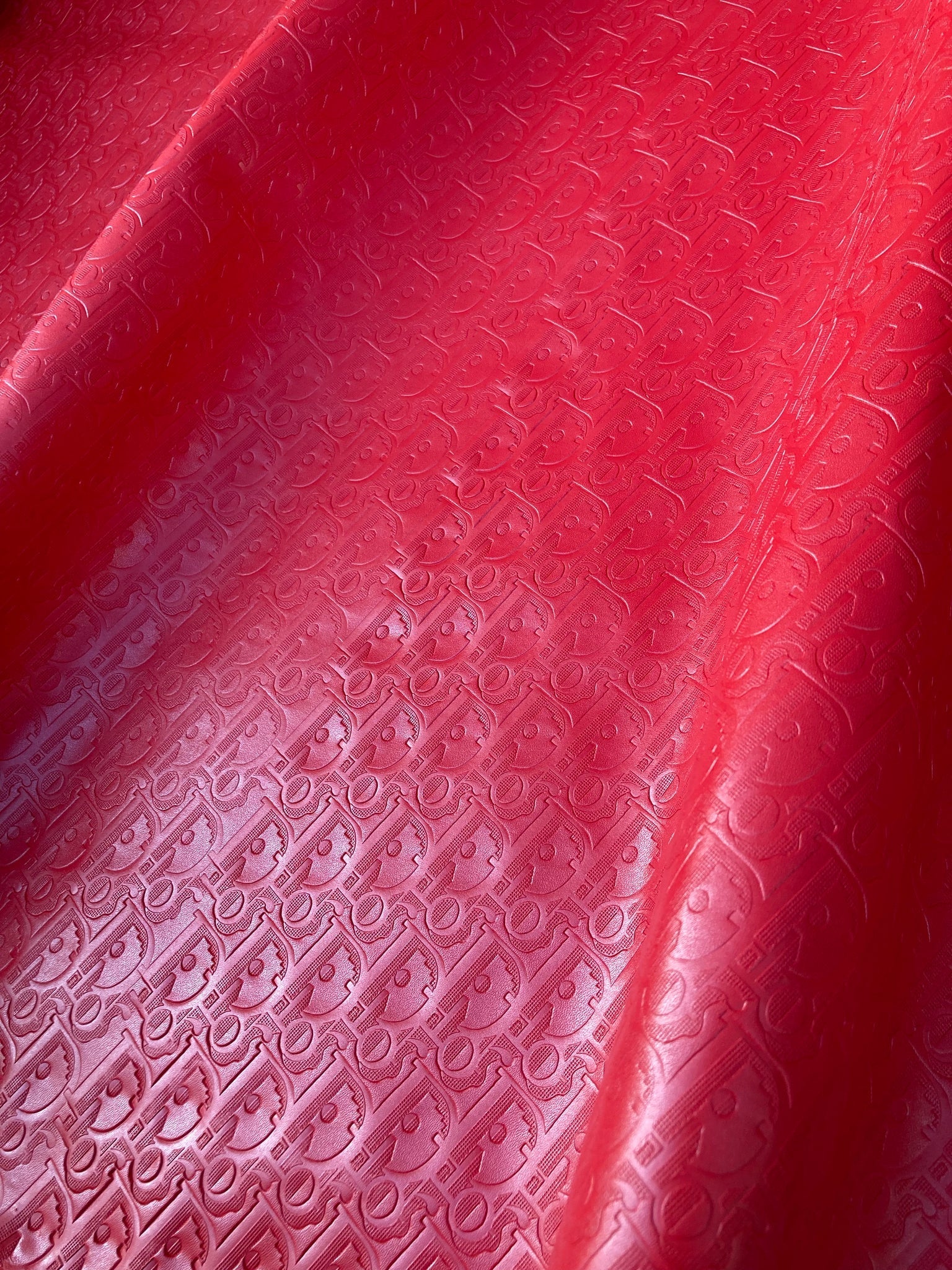 Custom Leather Handcraft Pure Red Embossed Dior Fabric – Mono Fabrics ...