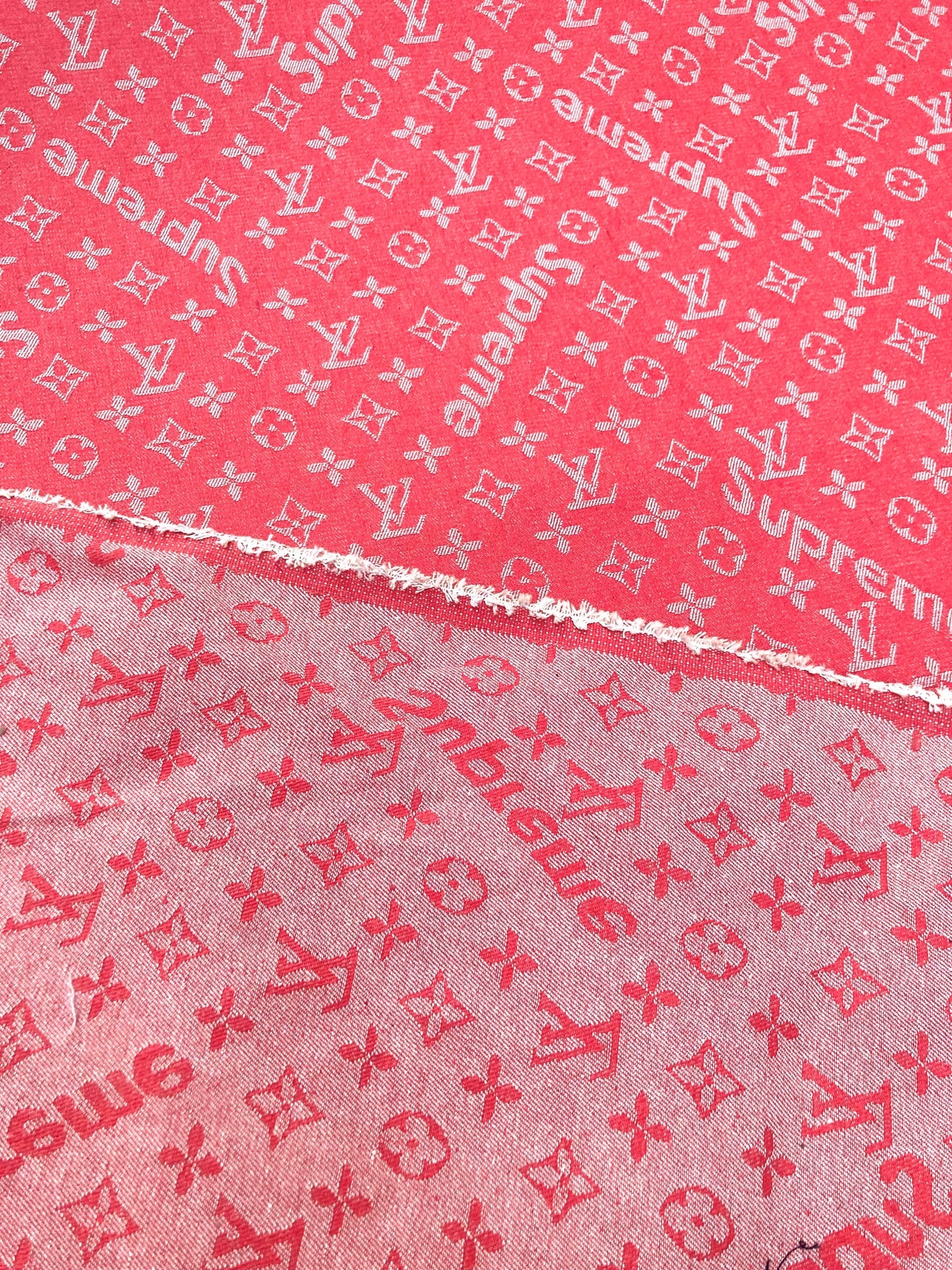 Sewing Fabric Red Supreme LV Denim Jean Material – Mono Fabrics ...