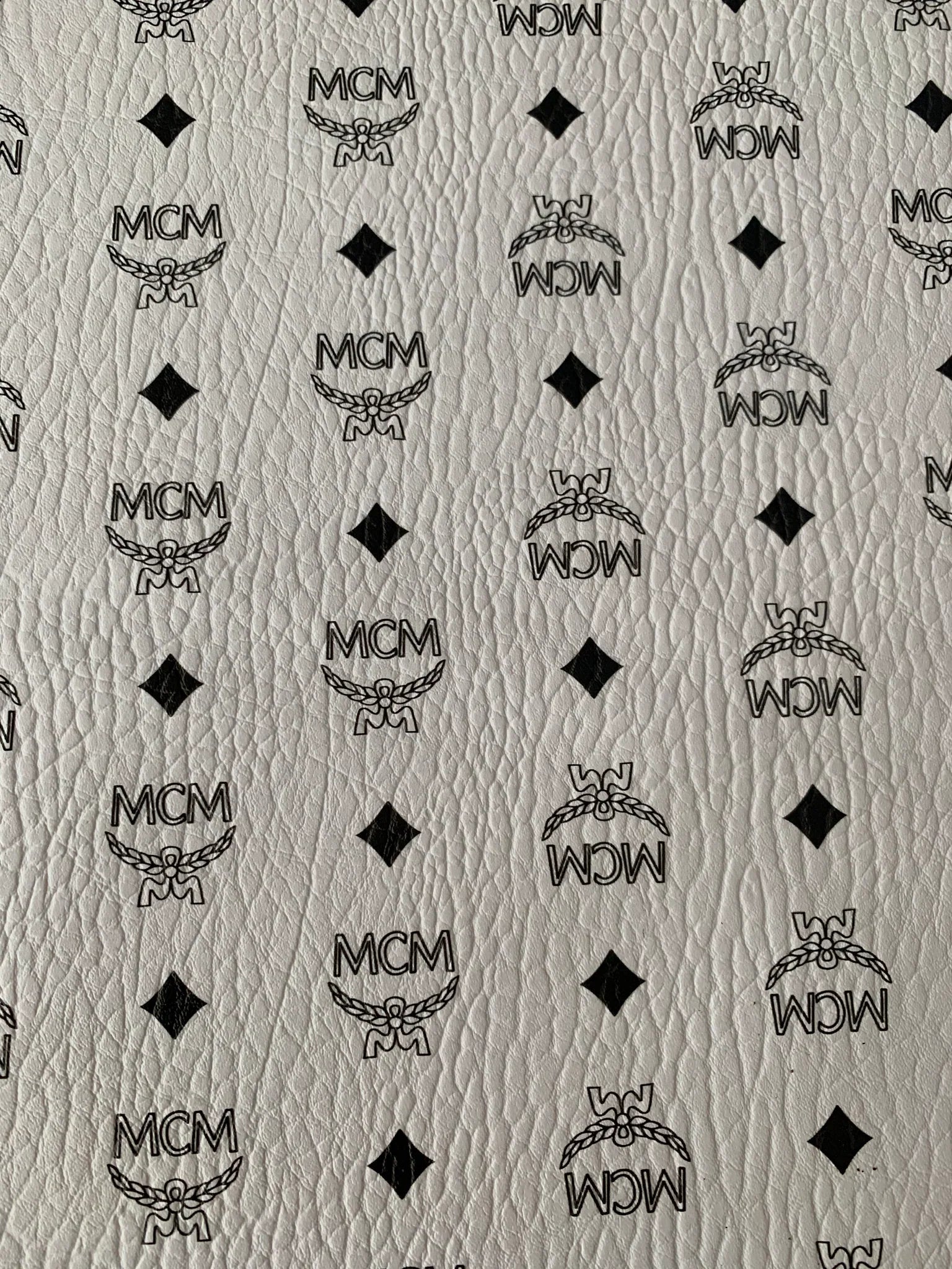 White MCM Vinyl Leather for Custom Craft – Mono Fabrics | Premium Fabrics