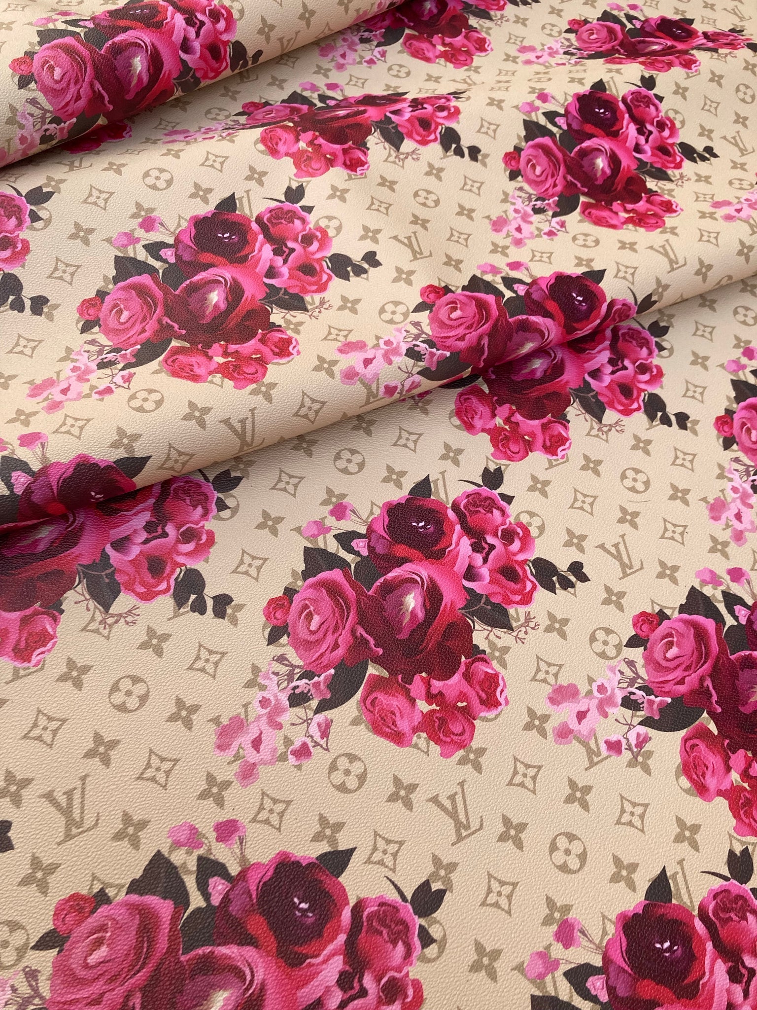 Custom Handmade Designer Leather Fabric LV Rose – Mono Fabrics ...