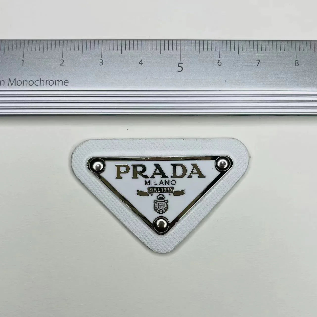White Prada Badge Handmade Material for Custom Bag Fashion – Mono ...