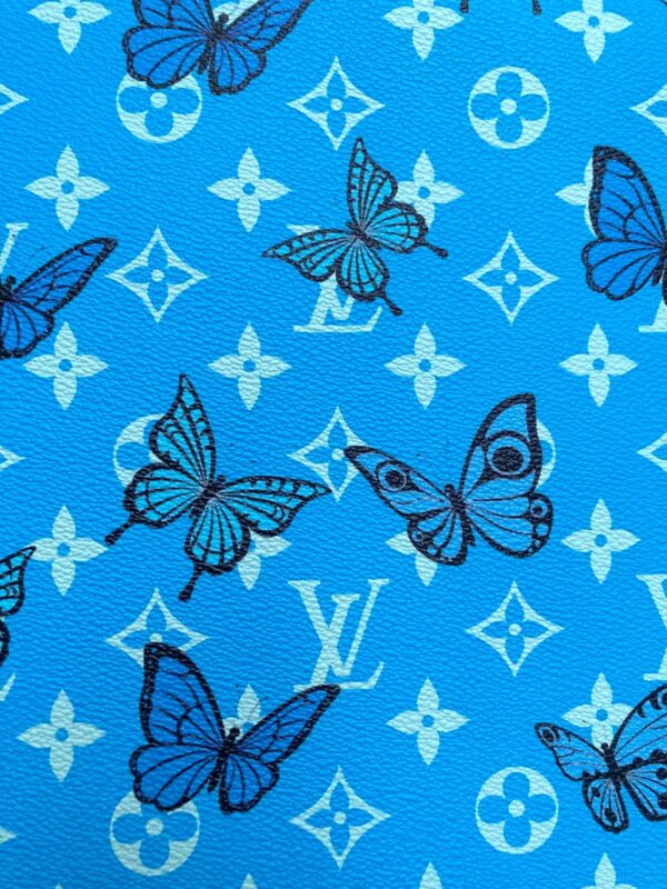 Blue Butterfyl Designer Custom LV Leather for Sneakers Crafts ...