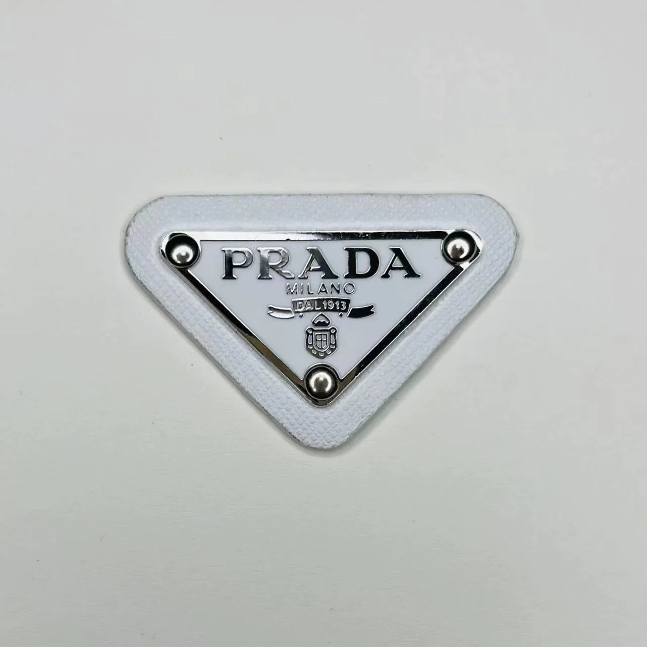 White Prada Badge Handmade Material for Custom Bag Fashion – Mono ...